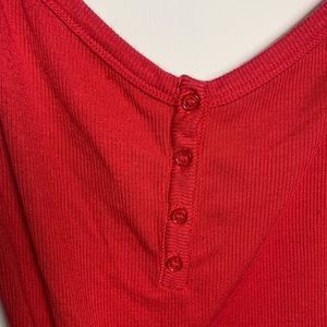 Tops | Red Button Down Tank Bodysuit | Poshmark